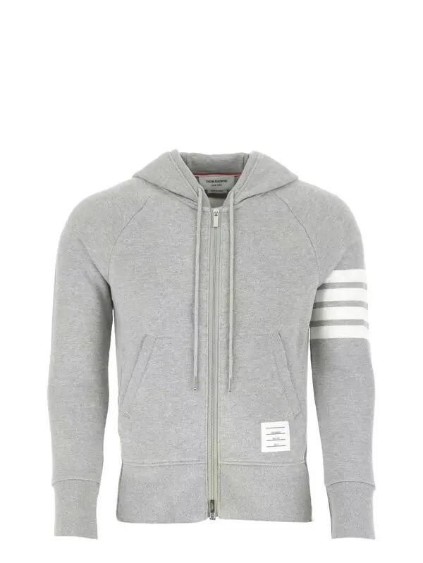 Thom Browne 4-bar Zip-up Hoodie - Grey