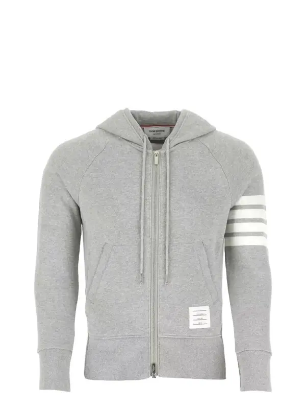 Thom Browne 4-bar Zip-up Hoodie - Grey