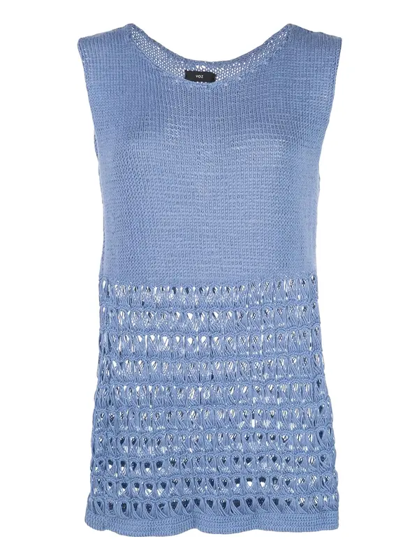 Voz Sleeveless Knitted Top - Blue