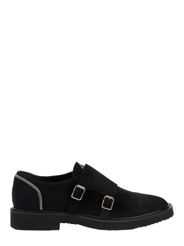GIUSEPPE ZANOTTI Zip-trimmed Monk Shoes - Black