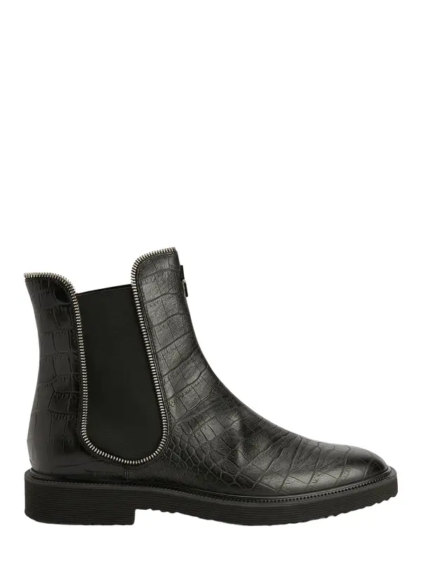 GIUSEPPE ZANOTTI Jaky Crocodile-effect Leather Chelsea Boots - Black