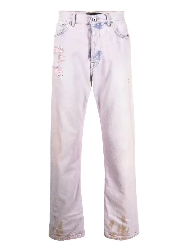PURPLE BRAND Distressed Straight-leg Jeans - Pink
