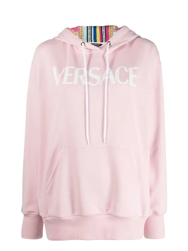 Versace Panelled Print Hooded Sweatshirt - Pink
