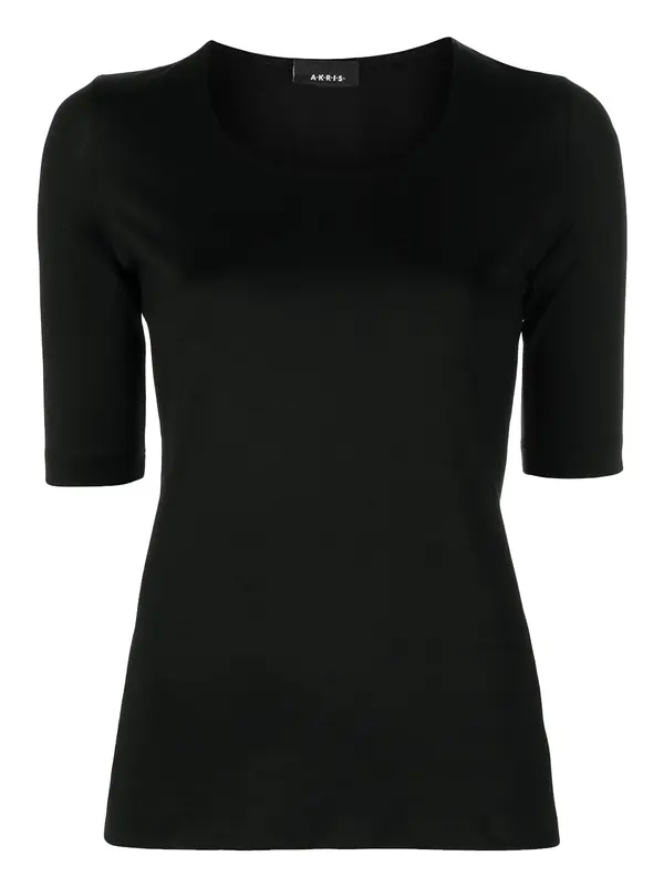 Akris Fitted Short-sleeve Knit Top - Black