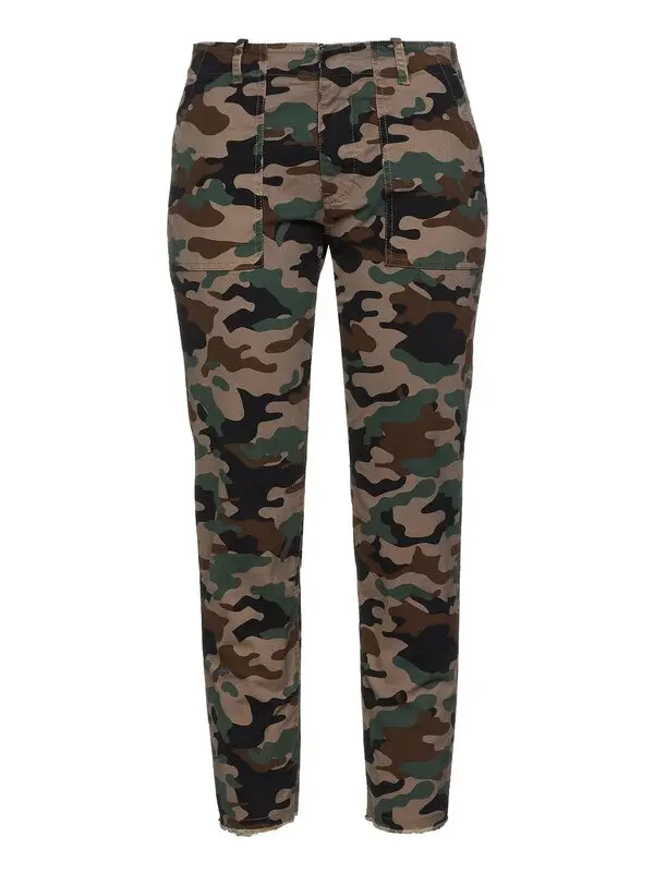 NILI LOTAN Jenna Cropped Printed Slim-leg Pants - Army Green