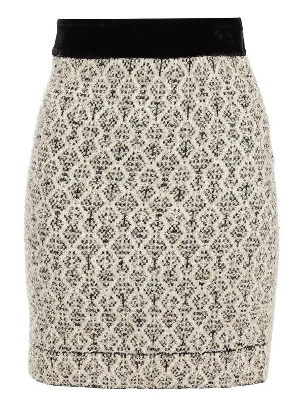 Sandro Jazz Metallic Jacquard Mini Wrap Skirt With Velvet Trim - Off-white
