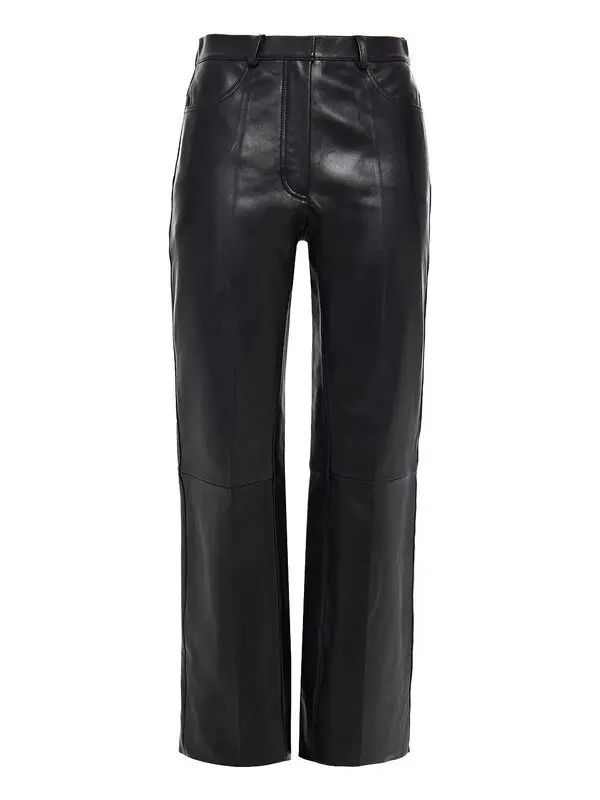 Sandro Evy Leather Straight-leg Pants - Black