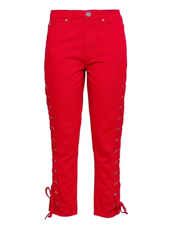 Sandro Cropped Lace-up Skinny Jeans - Red