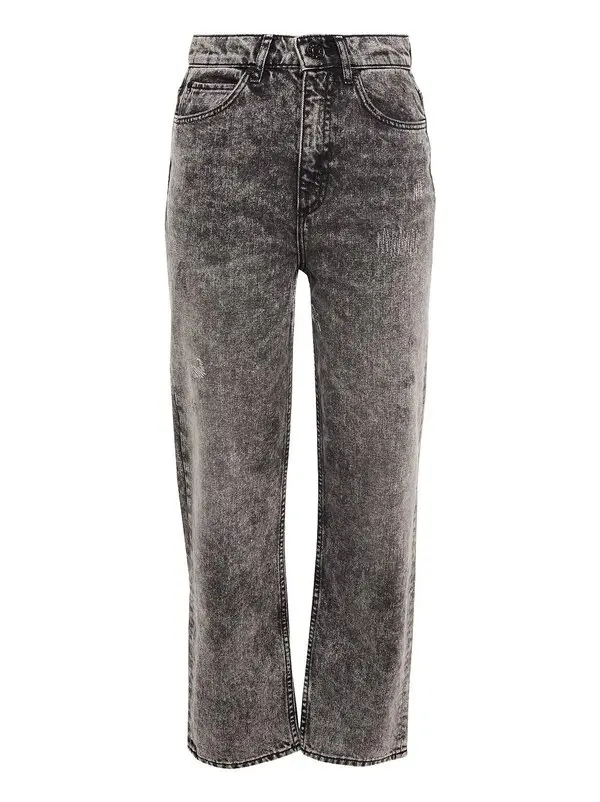 Sandro Embroidered High-rise Boyfriend Jeans - Anthracite