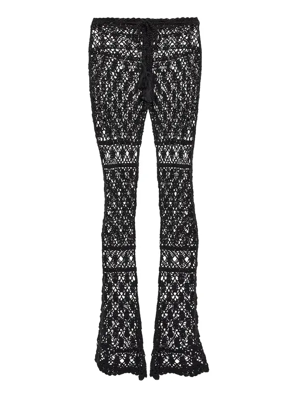 Anna Kosturova Bianca Crocheted Cotton Pants - Black
