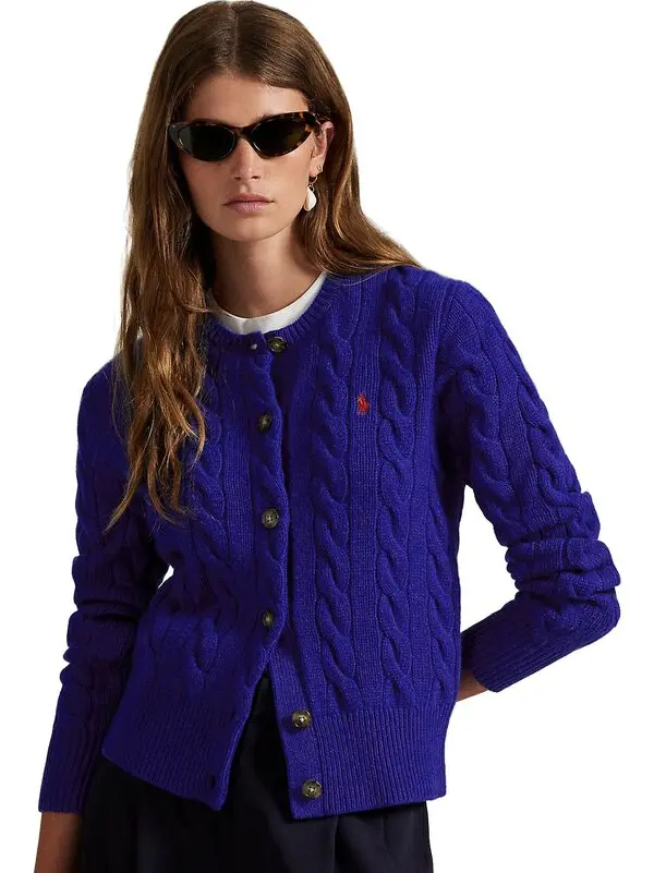Ralph Lauren Cable-knit Wool-cashmere Cardigan - Active Royal