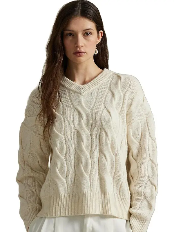 Ralph Lauren Cable-knit Wool-cashmere Sweater - Authentic Cream