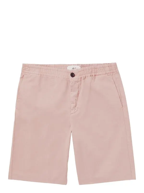 Mr P. Dock Straight-leg Organic Cotton-twill Shorts - Pink