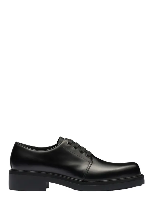 Prada Leather Derby Shoes - Black