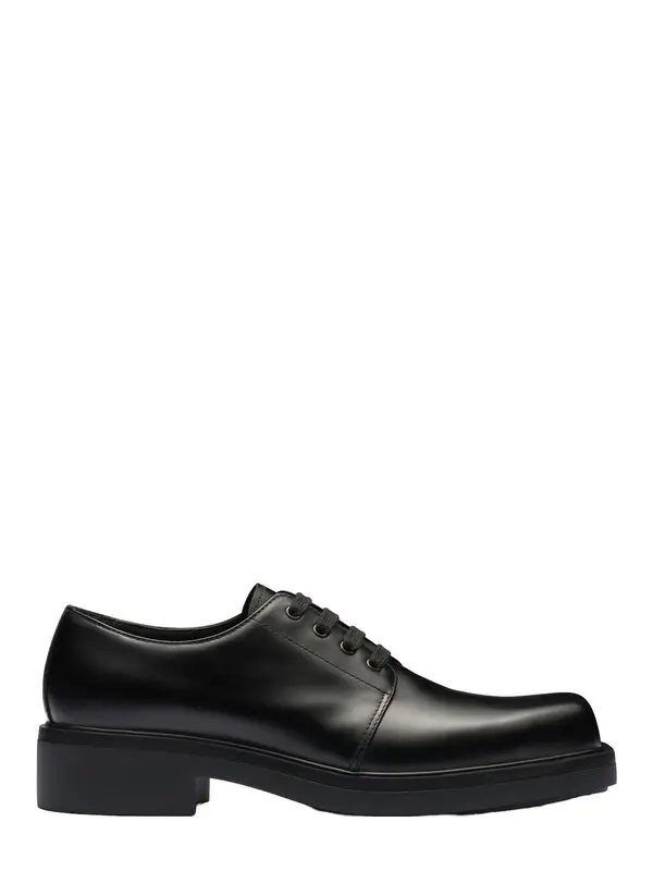 Prada Leather Derby Shoes - Black