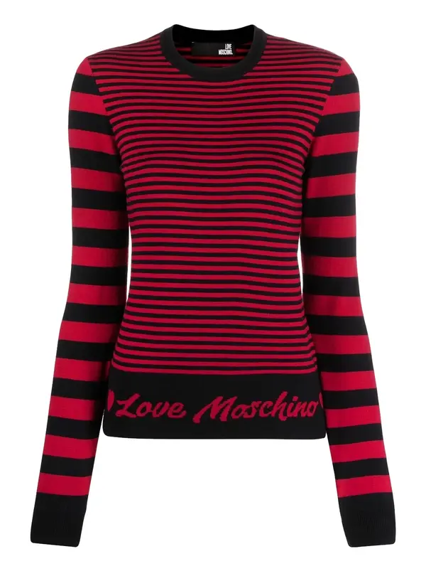 Moschino Intarsia-logo Striped Jumper - Pink