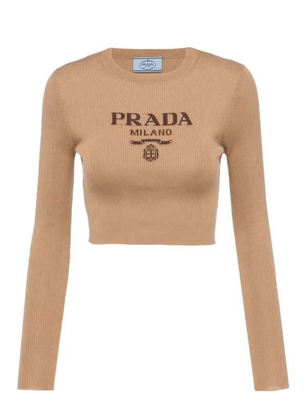 Prada Intarsia-knitted Top - Brown