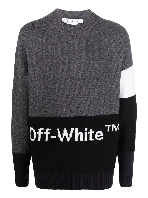Off-White Logo-intarsia Jumper - Grey