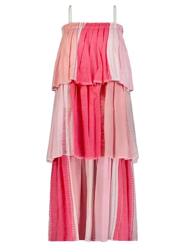 LEMLEM Eshal Tiered Embroidered Maxi Dress - Pink