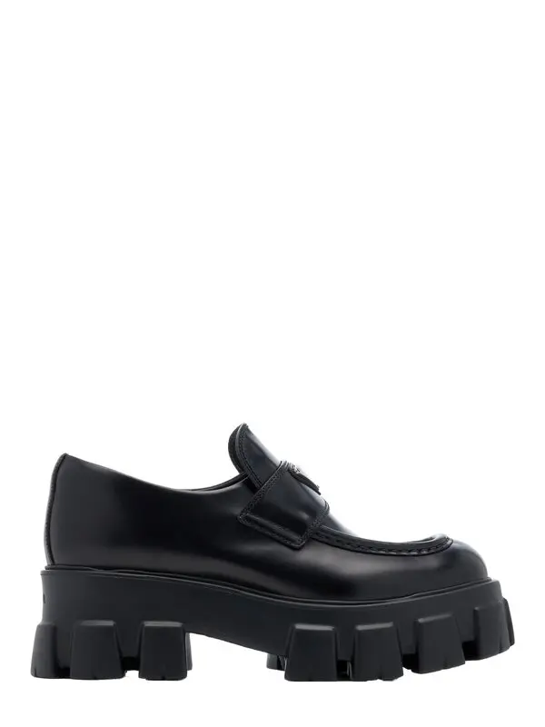 Prada Monolith Leather Loafers - Black