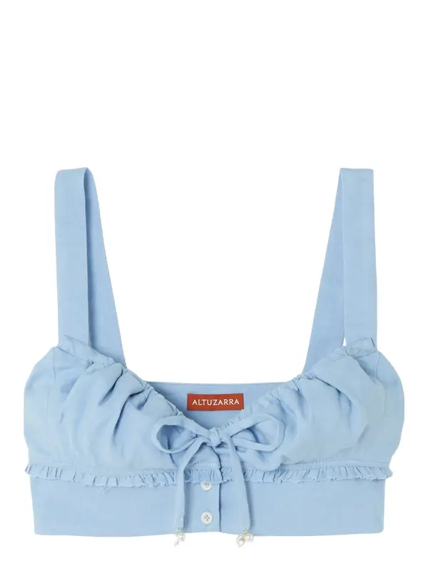 Altuzarra Bijou Cropped Linen-blend Top - Blue