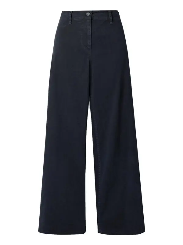 NILI LOTAN Megan Cotton-blend Twill Wide-leg Pants - Blue