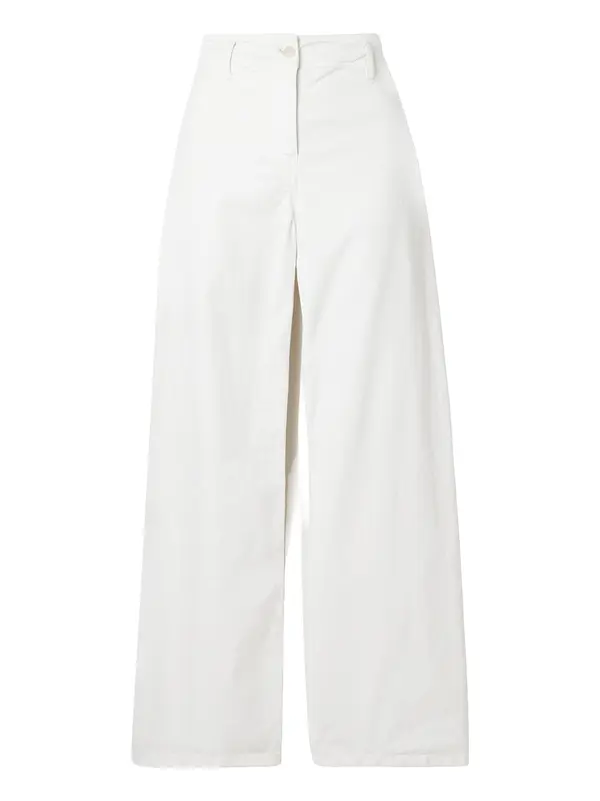 NILI LOTAN Megan Cotton-blend Twill Wide-leg Pants - White