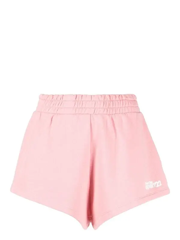 REINA OLGA Logo-print Cotton Shorts - Pink
