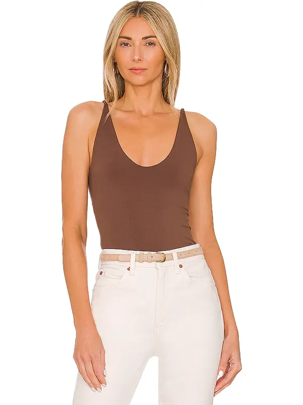 Free People Seamless V Neck Cami - Chocolate Lava