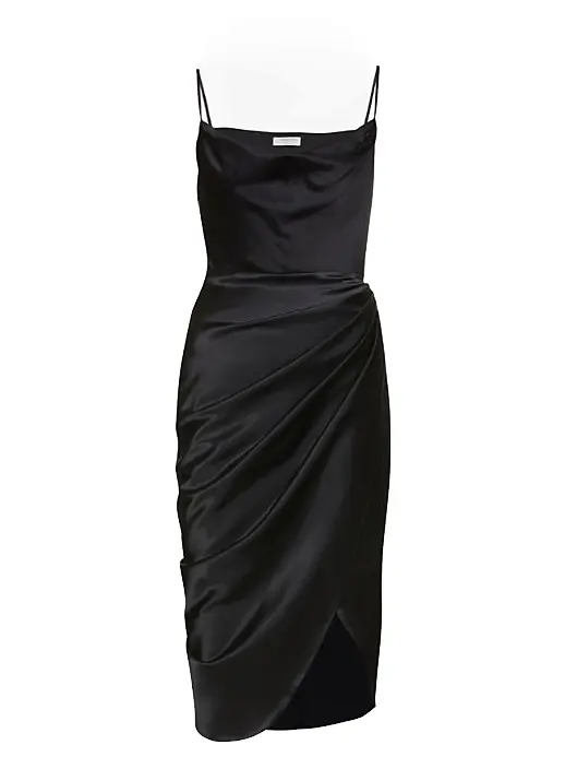 House Of Cb Reva Corset Satin Midi Dress - Black
