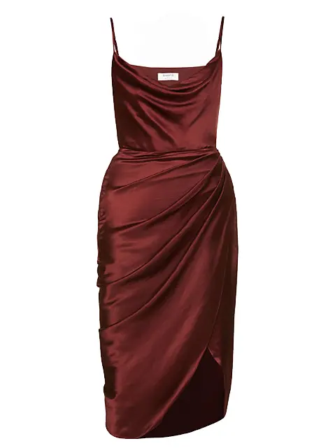 House Of Cb Reva Corset Satin Midi Dress - Raisin