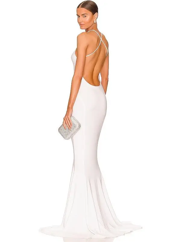 Norma Kamali Low Back Slip Mermaid Gown - Snow White