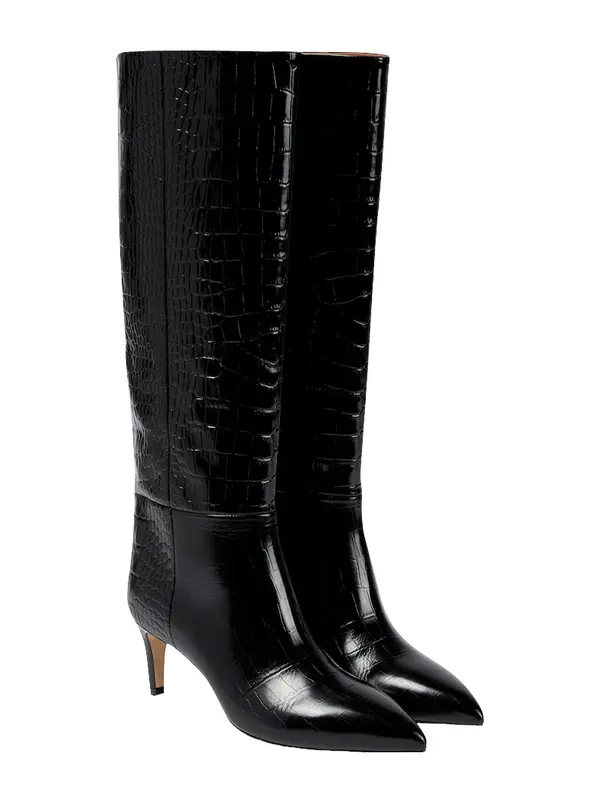 Paris Texas Croc-effect Leather Knee-high Boots - Black