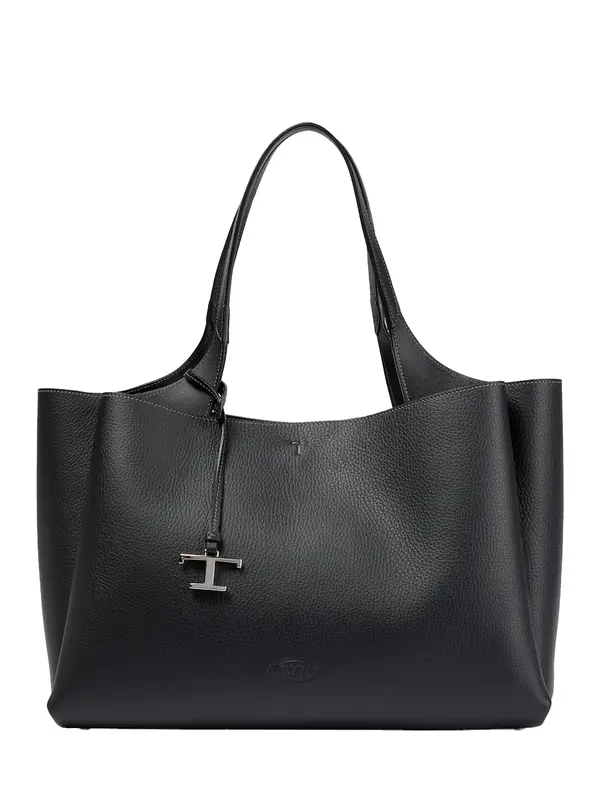 TOD'S Apa Medium Leather Tote - Black
