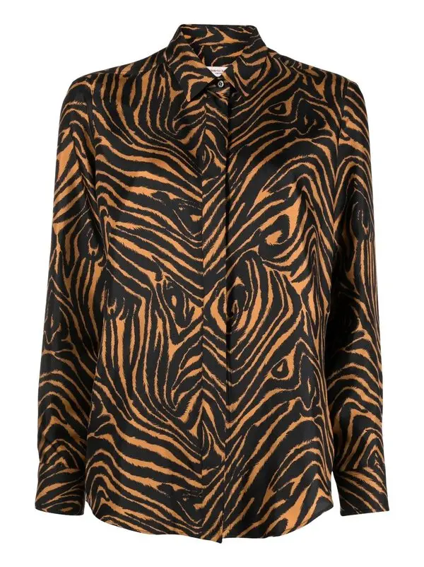 Alberto Biani Zebra-print Silk Shirt - Black