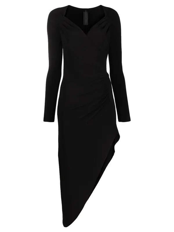 Norma Kamali Long-sleeve Asymmetric-hem Dress - Black