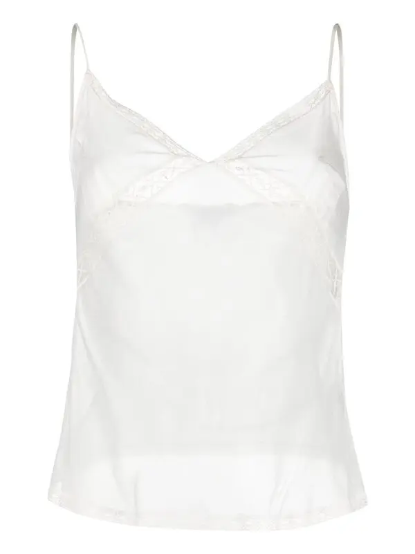 Patrizia Pepe Sheer Lace-trim Cami Top - White