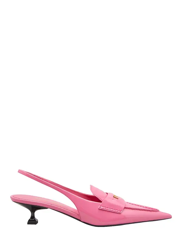 Miu Miu Patent Leather Loafer Slingback Pumps - Pink