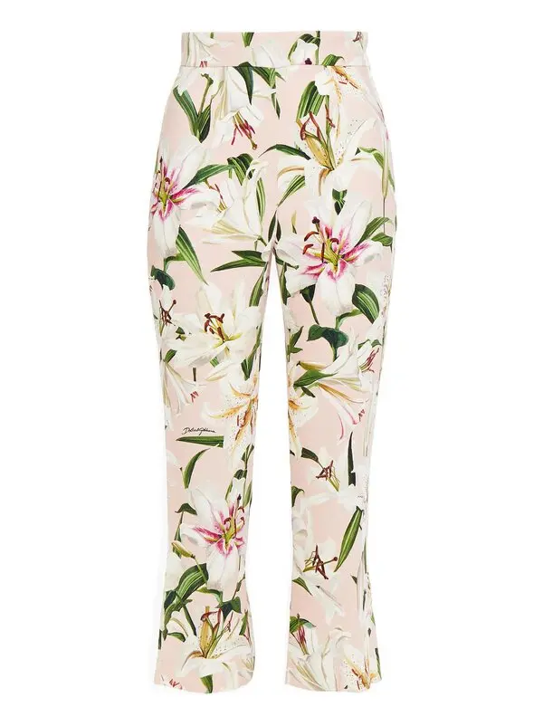 Dolce & Gabbana Floral-print Crepe Kick-flare Pants - Pastel Pink