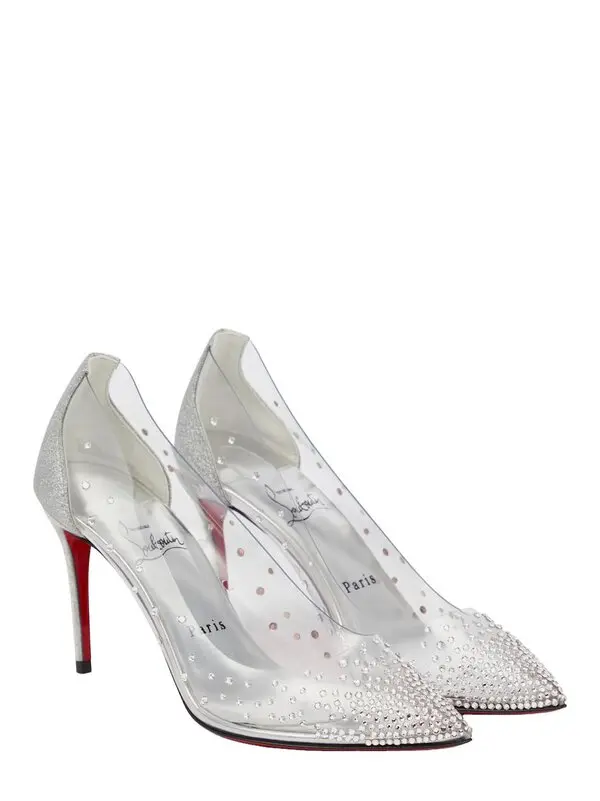 CHRISTIAN LOUBOUTIN Degrastrass 85 Embellished Pumps - Silver