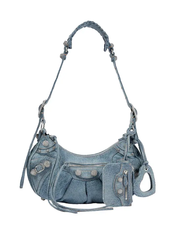 Balenciaga Le Cagole Small Denim Shoulder Bag - Blue