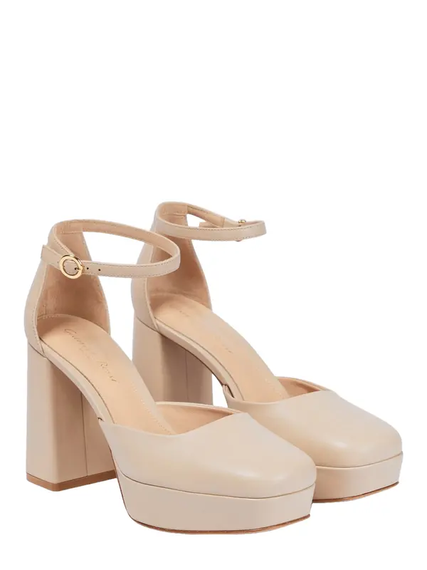 GIANVITO ROSSI Vernice Platform Leather Pumps - Beige