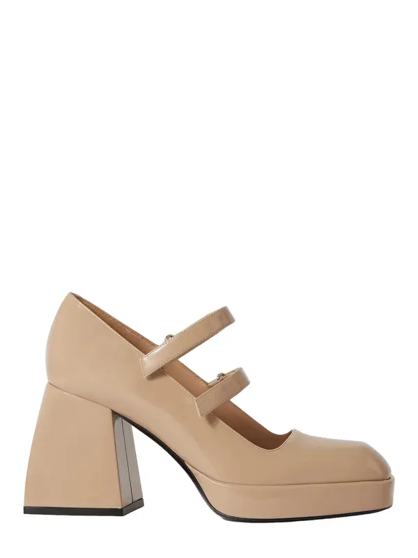 NODALETO Bulla Babies Glossed-leather Platform Pumps - Neutrals
