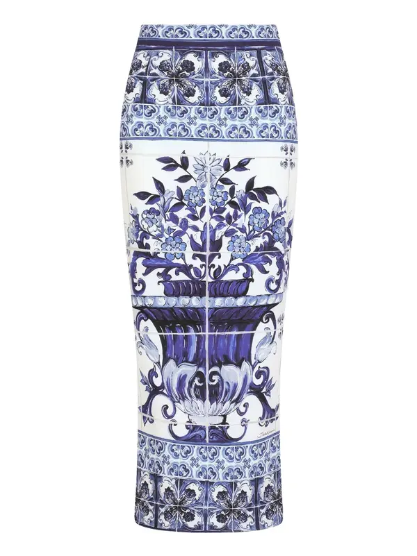 Dolce & Gabbana Majolica-print Pencil Skirt - Blue