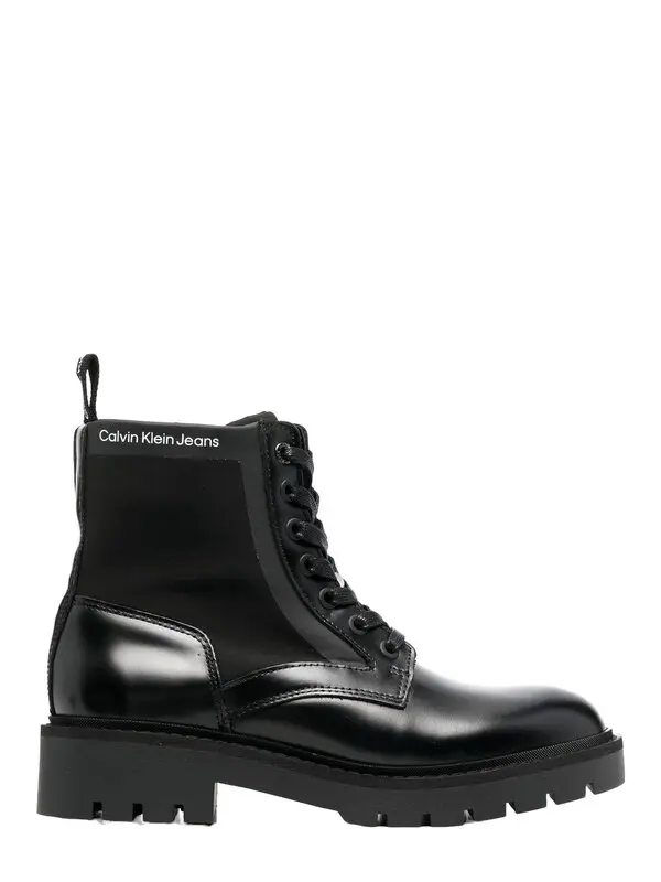 Calvin Klein Leather Combat Boots - Black