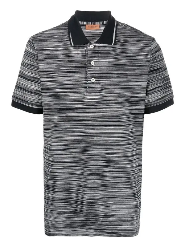 Missoni Horizontal-stripe Knitted Polo Shirt - Black