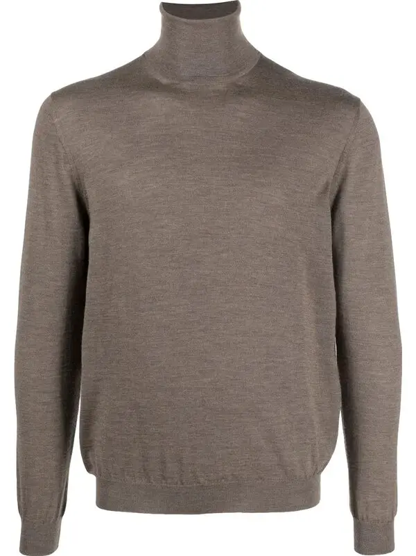 Malo Roll Neck Knit Jumper - Brown