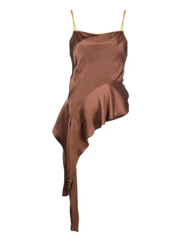 Helmut Lang Asymmetric Draped Satin Top - Brown