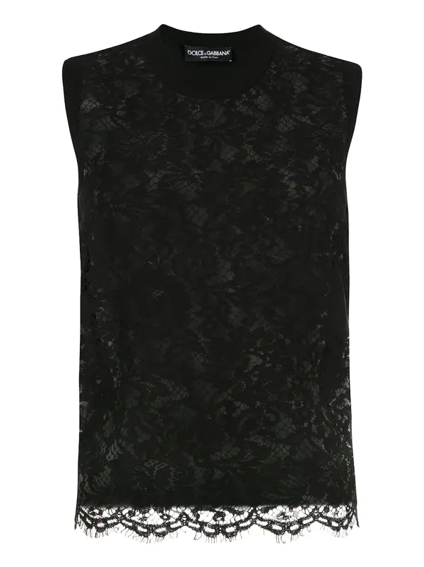 Dolce & Gabbana Lace-overlay Tank Top - Black