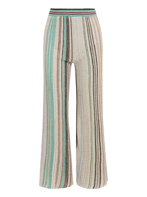 Missoni Metallic Striped Crochet Knit Wide-leg Pants - Multicolor